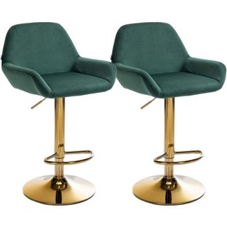 Clp Lot de 2 tabourets de bar Braga or velours Vert foncé