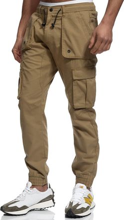 Indicode Herren Leonard Cargohose aus Baumwoll-Mix mit 5 Taschen | Cargo Hose f. M&auml;nner Amber, M