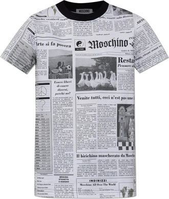 Moschino Femme, Tops, Gris, Taille: 38 FR T-shirt Imprim&eacute; en Jersey de Coton