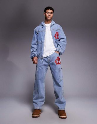 Icecream Jean droit style western - Bleu clair d&eacute;lav&eacute;