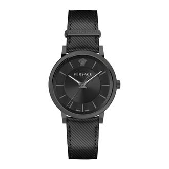 Versace Herren Leder Analoguhr V Circle - - Accessories - Herren - Schwarzk - ONE SIZE