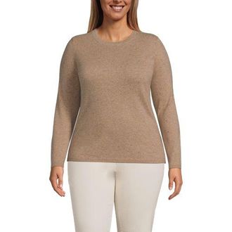 Lands End Kaschmir-Pullover mit rundem Ausschnitt, Damen, Gr&ouml;&szlig;e:52-54 plus, Beige, Kaschmir, by Lands End