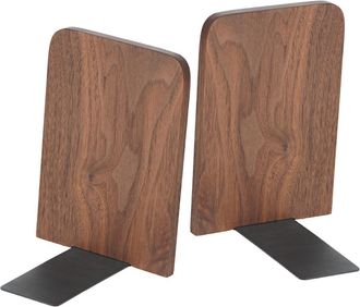 SOLUSTRE Buchst&uuml;tzen Aus Holz Und Eisen - 2 St&uuml;ck Gro&szlig;er Schreibtisch Buchhalter F&uuml;r B&uuml;ro Und Zuhause Stabiles Verformungsresistentes B&uuml;cherregal Organizer F&uuml;r