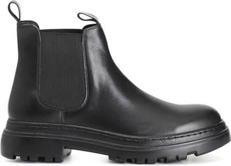 Caf&egrave;noir Bottines En Cuir Pour Hommes Avec &Eacute;lastiques, Pour Homme, Couleur Noir, Taille 44