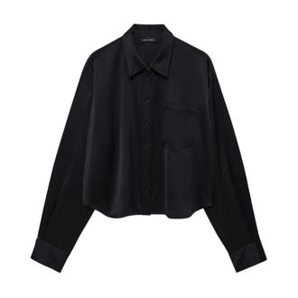Anine Bing Femme, Blouses et Chemises, Noir, Taille: 40 FR Scott Cropped Shirt