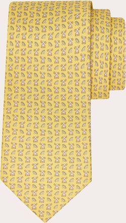 Ferragamo Herren Seidenkrawatte mit Bello-Print Gelb