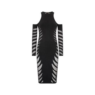 Roberto Cavalli Midi-Kleid mit Zebra-Muster - - Dresses - Damen - Schwarzk - ONE SIZE