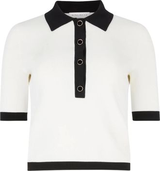 Nina Ricci Femme, Pulls, Blanc, Taille: 44 FR Polo Court Blanc Bicolore
