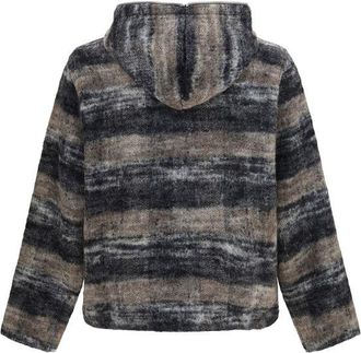 Our Legacy Striped Merino Wool-Blend Hooded Sweatshirt - Gray
