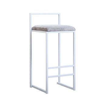 Generic Moderner, Gepolsterter Barhocker In Tresenh&ouml;he mit Samtsitz, Fu&szlig;st&uuml;tze und R&uuml;ckenlehne, Wei&szlig;en Metallbeinen f&uuml;r K&uuml;che, Bistro, Caf&eacute; und Pub, Grau, Max