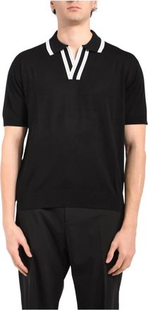 Paolo Pecora Homme, Tops, Noir, Taille: M Polo V-Neck