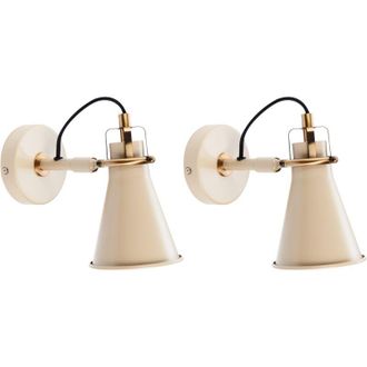 Beliani Lot de 2 Lampes Murales Industrielles en M&eacute;tal avec Abat-Jour R&eacute;glable Beige Moyola
