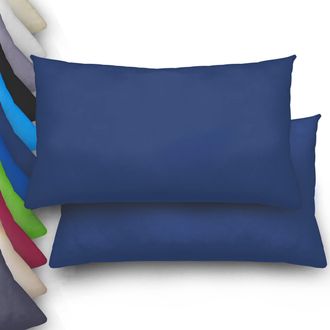 NatureMark Basic 2er Pack Mikrofaser Kissenbezug 40x80 cm - 100% Polyester - mit Reißverschluss (40 x 80 cm, Navy blau)