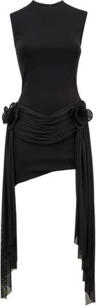 DAVID KOMA David Koma, Femme, Robes, Noir, Taille: 38 FR Drape Floral-Embellishment Mini Dress