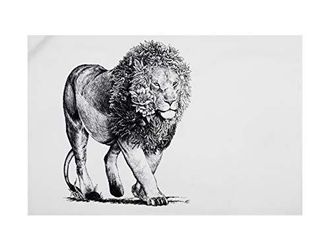 MAXWELL AND WILLIAMS Maxwell & Williams Marini Ferlazzo Torchon avec motif de lion africain, 1% coton indien, blanc, 5 x 7 cm