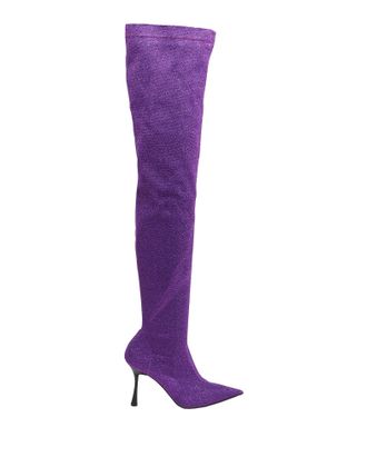 8 by YOOX STRETCH GLITTER OVER-THE-KNEE BOOTS
