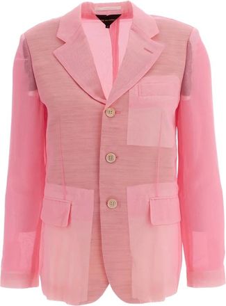 Comme Des Gar&ccedil;ons Blazer Double Couche Semi-Transparent - Femme - Vestes - Rose - Taille: 42 FR