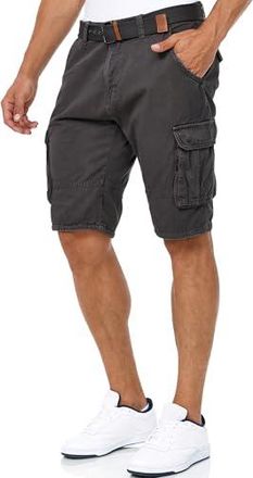 Indicode Hommes Monroe Cargo Shorts | Pantalon Court Cargo avec Ceinture Raven S