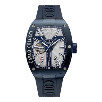 Carlo Colucci Edelstahl-Uhr mit Silikonarmband - - Accessories - Herren - Blau - ONE SIZE