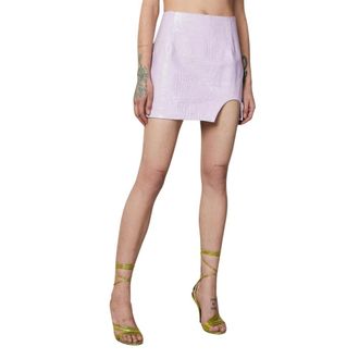 Patrizia Pepe Femme, Jupes, Violet, Taille: 38 FR Sleek Leather Skirt