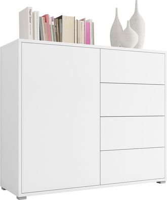 Mirjan24 Kommode mit 4 Schubladen Gesita K1D4SZ 100, Diele, Flur, Highboard, Mehrzweckschrank, Sideboard mit 1 Tür und 4 Schubladen, Wohnzimmer, Push to Open (