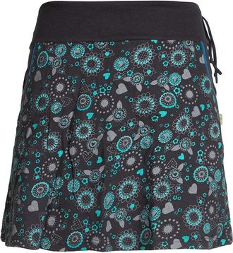 vishes Alternative Bekleidung - Kurzer Damen Hippie Bl&uuml;mchen-Rock aus Baumwolle mit Taschen schwarz 44-46