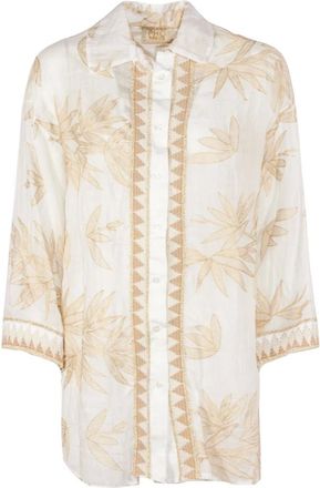 PHO Firenze Femme, Blouses et Chemises, Beige, Taille: 42 FR Printed Shirt