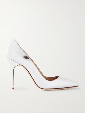 Manolo Blahnik Escarpins En Cuir M&eacute;tallis&eacute; Bb 105 - Argent&eacute;
