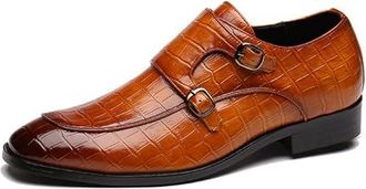 Generic Hommes Slip-on en Cuir Penny Mocassins avec Double Boucle Classique Non-Slip Robe Conduite Casual Mode Chaussures,Marron,41 EU