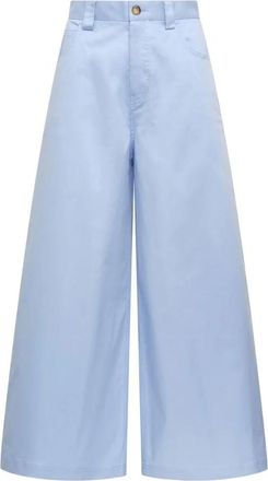 Maliparmi Maliparmi, Femme, Pantalons, Bleu, Taille: 40 FR Pantalon Large &agrave; Surpiq&ucirc;res Contrast&eacute;es