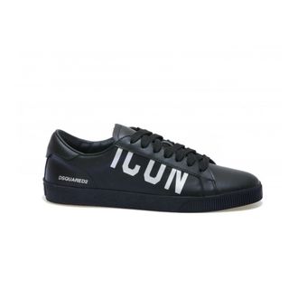 Dsquared2 Homme, Chaussures, Noir, Taille: 44 EU Baskets en cuir avec détail logo latéral