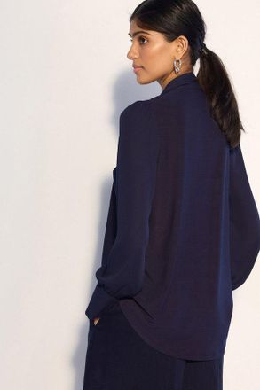 Next Langarmbluse Lang&auml;rmelige Bluse mit Schalausschnitt (1-tlg)