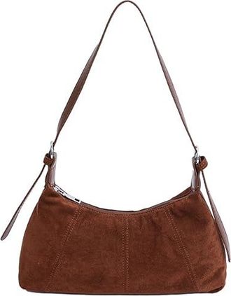 Generic Sac à main en daim Sac à main Sac bandoulière Sac croissant Hobo Sac pour femmes Travail Utilisation quotidienne, marron clair, 11.02*3.54*4.72inch