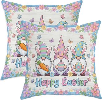 Generic GNOME Ostern Verspieltes Karottenei Osterpastell Kissenbez&uuml;ge Modern Sofakissen Dekorative Dekokissenbezug F&uuml;r Heimdekoration Hotel B&uuml;ro 45X45Cm 2Er S