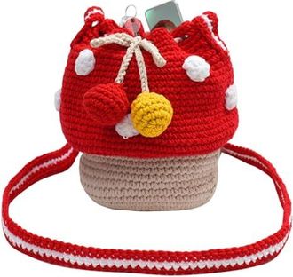 Generic Sac &agrave; main tricot&eacute; en forme de champignon - Sac &agrave; main tricot&eacute; &agrave; la main, sac &agrave; bandouli&egrave;re d&eacute;contract&eacute; pour femme, sac &agrave; bandouli&egrave;re tricot&eacute; &agrave; la mai