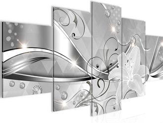 Runa Art Bilder Blumen Lilien 200 x 100 cm 5 Teilig XXL Wanddekoration Design Schwarz Weiss 201351c