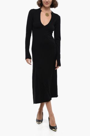 Jil Sander Long Knit Dress with Necklace Detail Jil Sander