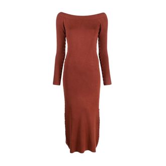 Altuzarra Schulterfreies Braunes Kleid mit Knopfdetail - - Dresses - Damen - Braun - L