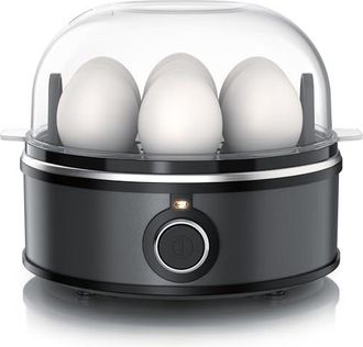 Arendo Eierkocher f&uuml;r 1 bis 7 Eier - 3 H&auml;rtegrade w&auml;hlbar - aus Edelstahl - Warmhaltefunktion - BPA-Frei & Sp&uuml;lmaschinenfest - Einsatz f&uuml;r pochierte Eier, Om