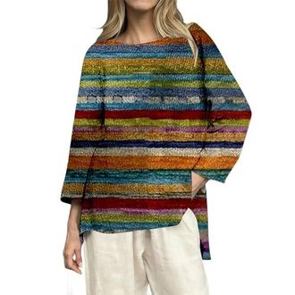 Generic Chemise Femmes Coton Et Lin Chic D&eacute;contract&eacute;s Chemises D&eacute;t&eacute; &Agrave; Manches Longues Col en V Profond Lache Hauts Legers Respirant Tunique Mode Coton Et Lin 