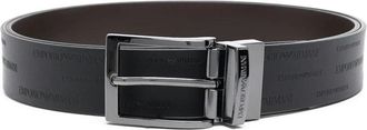 Emporio Armani Homme, Accessoires, Noir, Taille: ONE Size Ceinture R&eacute;versible en Cuir avec Lettres Estamp&eacute;es sur lEnsemble