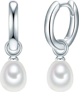 Valero Pearls Ohrringe - Sterling Silber Creolen S&uuml;&szlig;wasser-Zuchtperle - Gr. unisize - in Silber - f&uuml;r Damen