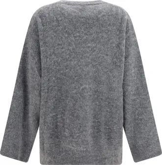 Ganni Mushroom Teddy Graphic Sweater - Gray