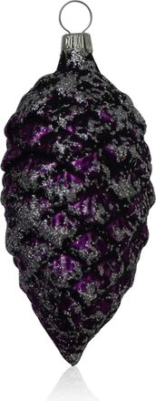 Lauschaer Glas Christbaumschmuck Tannenzapfen lila matt mit Dekor 4 St&uuml;ck Christbaumschmuck Weihnachtsbaumschmuck mundgeblasen, handdekoriert
