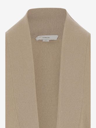 Vince Womens Cardigan Open-Front Cashmere Beige Sweater