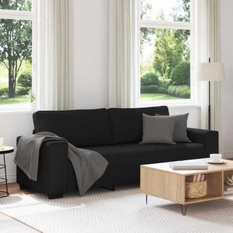 vidaXL Vidaxl - Canap&eacute; 3 places noir 180 cm en tissu polyester - Confort optimal pour salons et bureaux - Structure en m&eacute;tal et bois solide