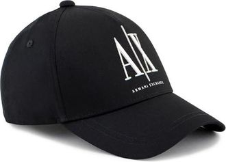 A|X Armani Exchange Curved Visor Contrast Front Logo Casquette de Baseball, Black Beauty, Taille Unique Hommes