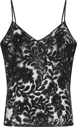 Golden Goose Femme, Tops, Noir, Taille: 42 FR Tulle Top With Sequins Embroidery