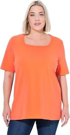 Ulla Popken Femme Grandes Tailles T-Shirt Basic, Ligne A, Encolure carrée Rose Corail 54+ 807286510-54+