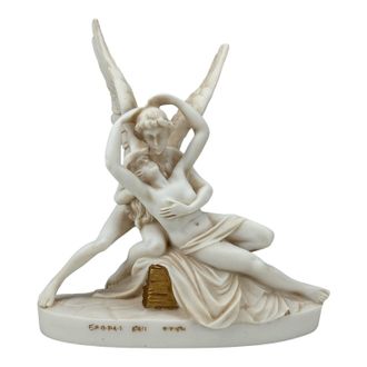 Generic Cupid & Psyche Cast Marble Statue God Eros Love & Soul Skulptur Grau Patina